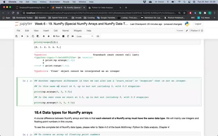 19. NumPy (Special NumPy Arrays and NumPy Data Types)